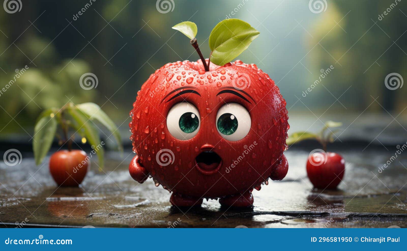 Apple Fruit Character in Sad Emotion Action Stock Illustration ...