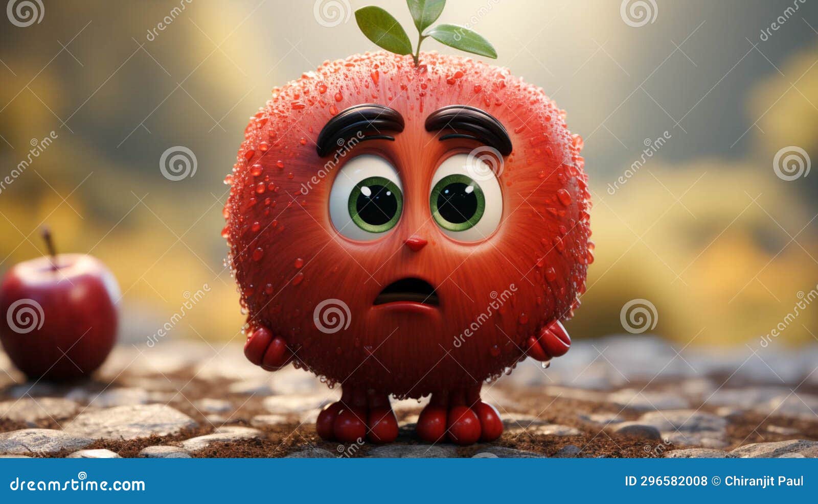 Apple Fruit Character in Sad Emotion Action Stock Illustration ...