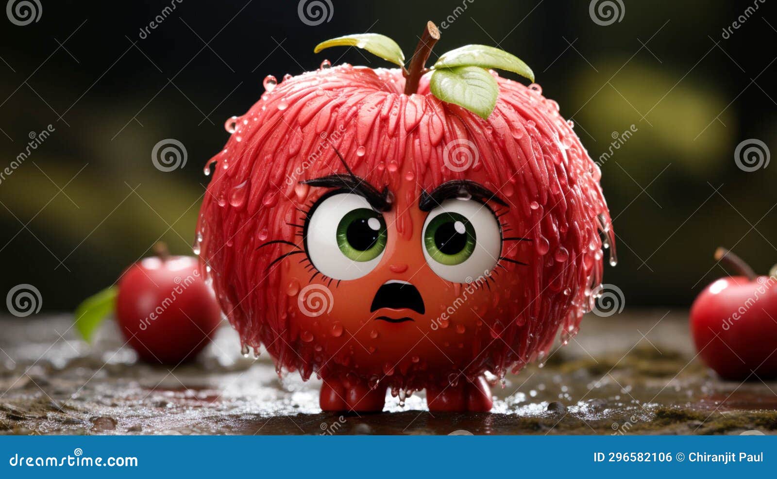 Apple Fruit Character in Sad Emotion Action Stock Illustration ...