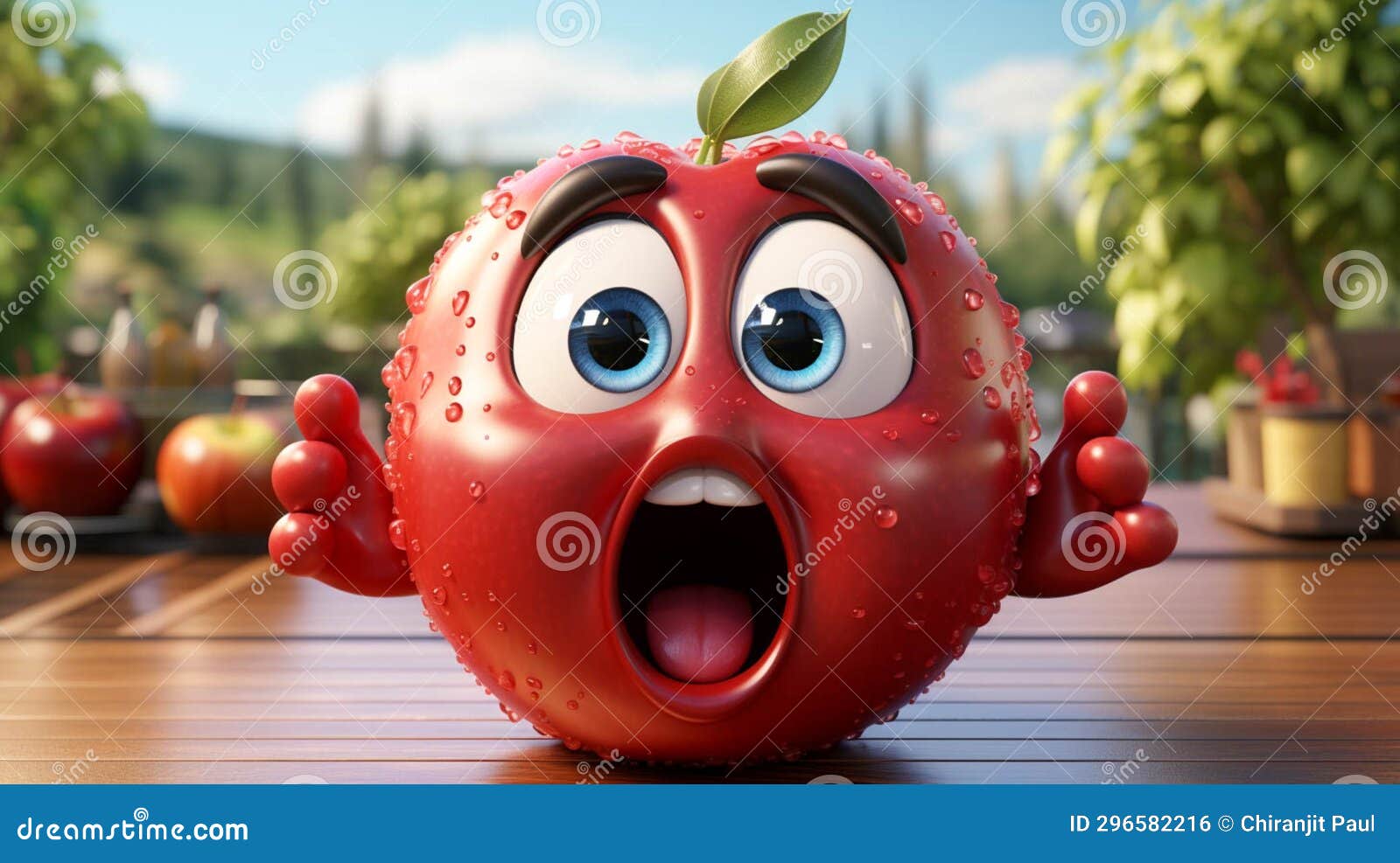 Apple Fruit Character in Surprised Emotion Action Stock Photo - Image ...