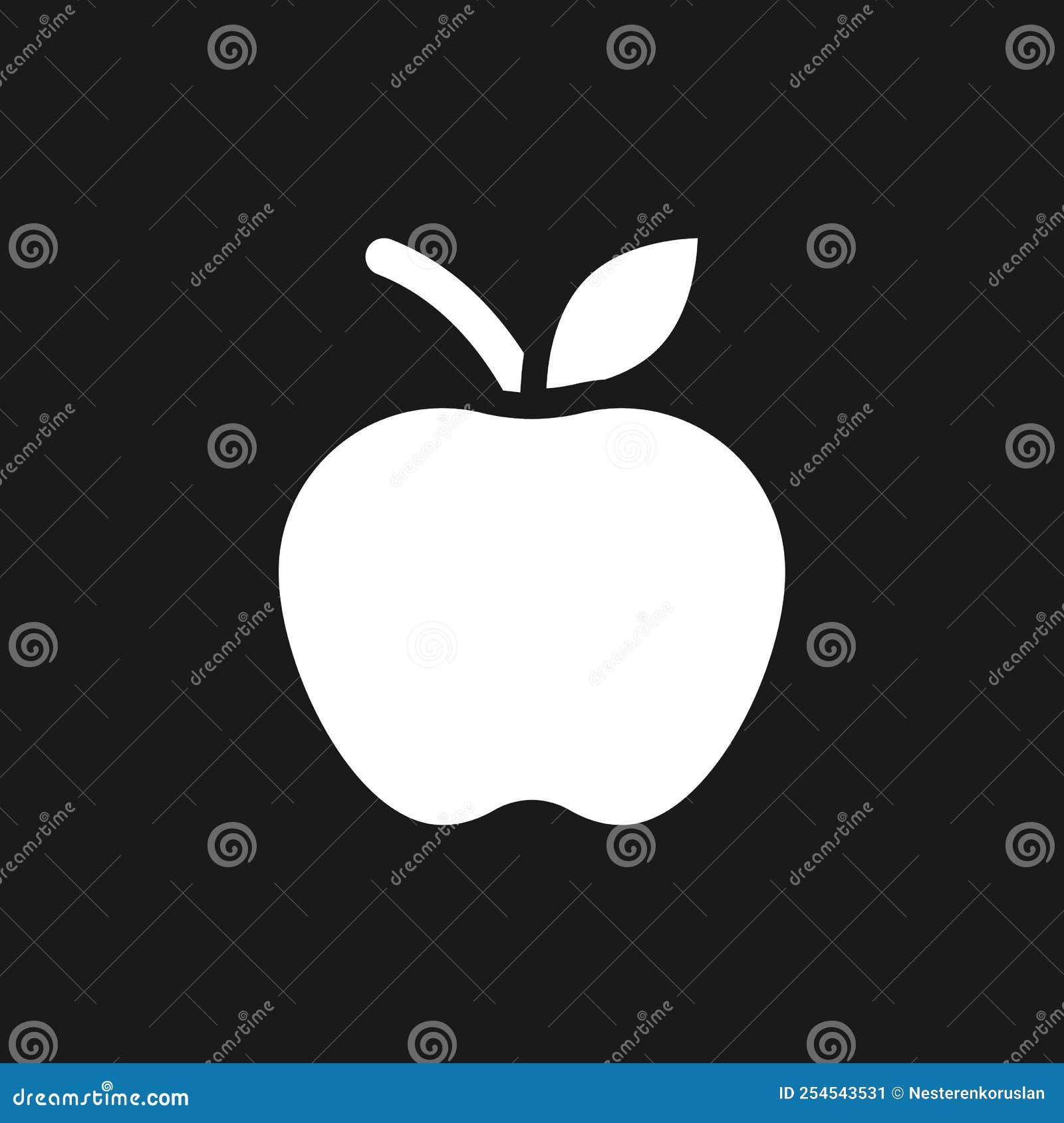 Apple Fruit Dark Mode Glyph Ui Icon Stock Vector - Illustration of ...