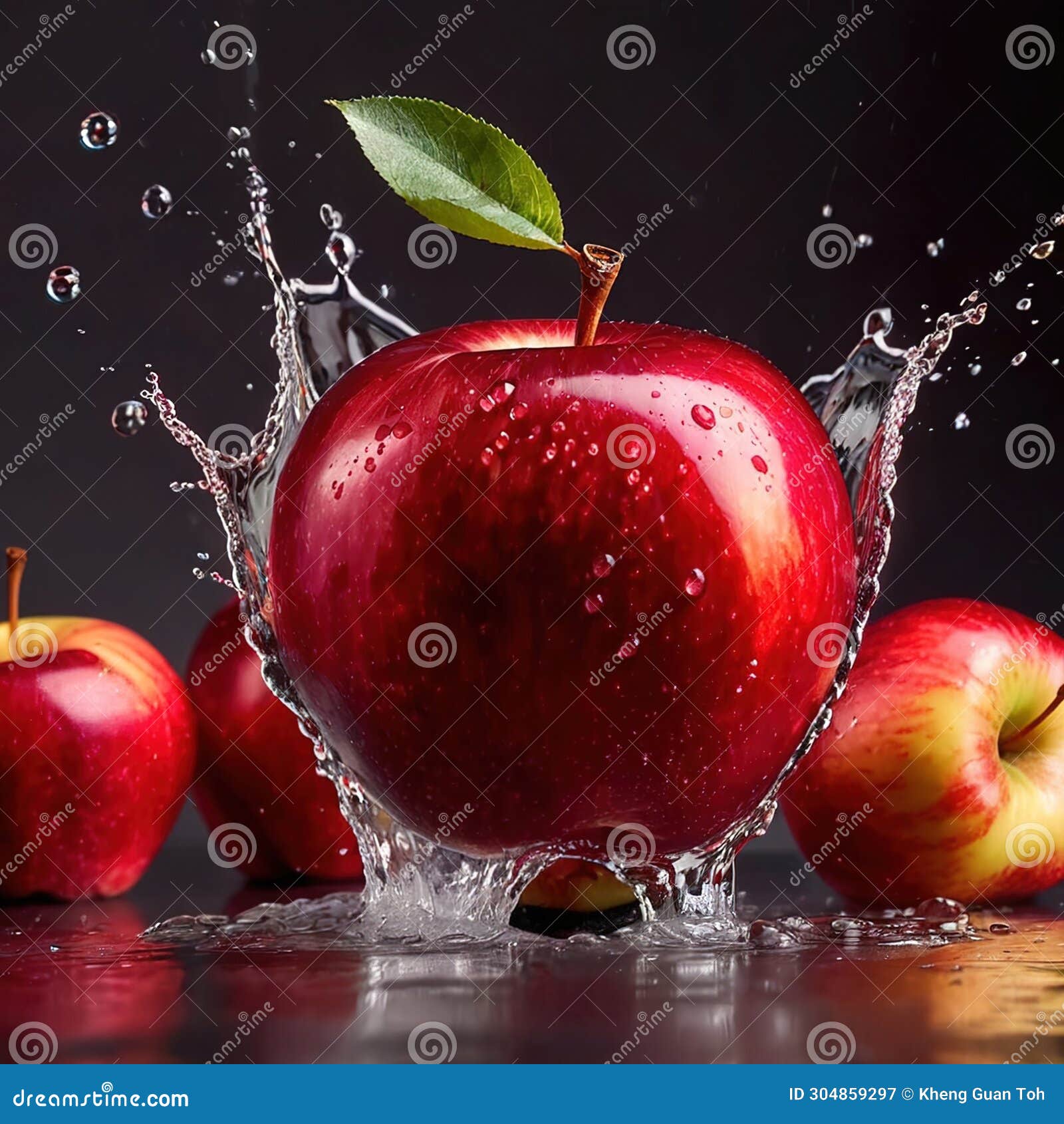 Apple Fruit, Dynamic Food with Water Splash Explosion Stock ...