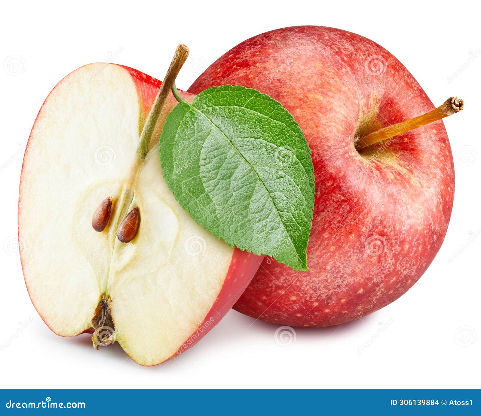 Apple Fruit with Leaf Isolate Stock Photo - Image of fresh, bright ...
