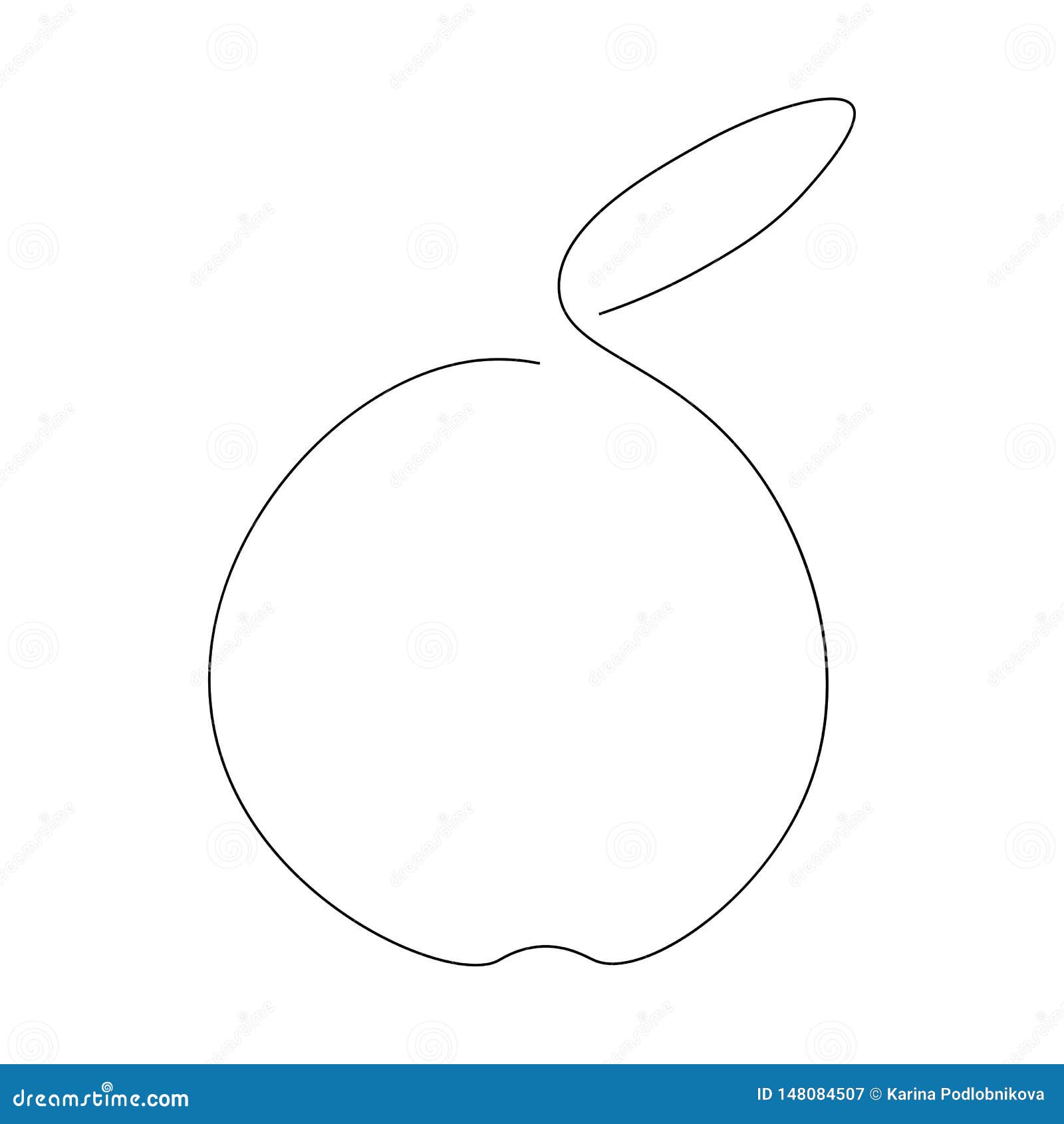 Apple Fruit Line Drawn on White Background Vector Illustration Stock ...
