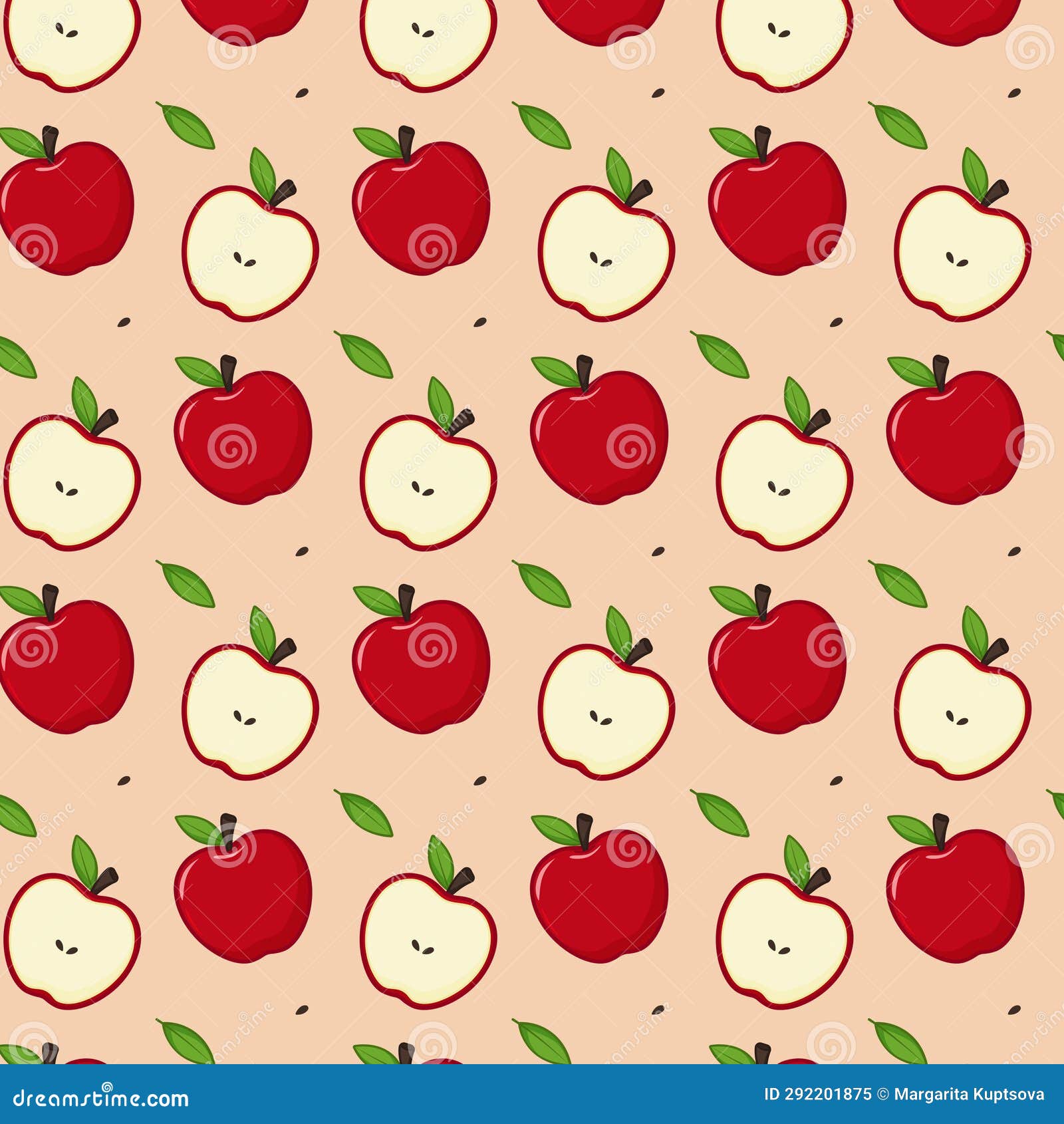 Apple Fruit Seamless Pattern Abstract Repeated Background Stock