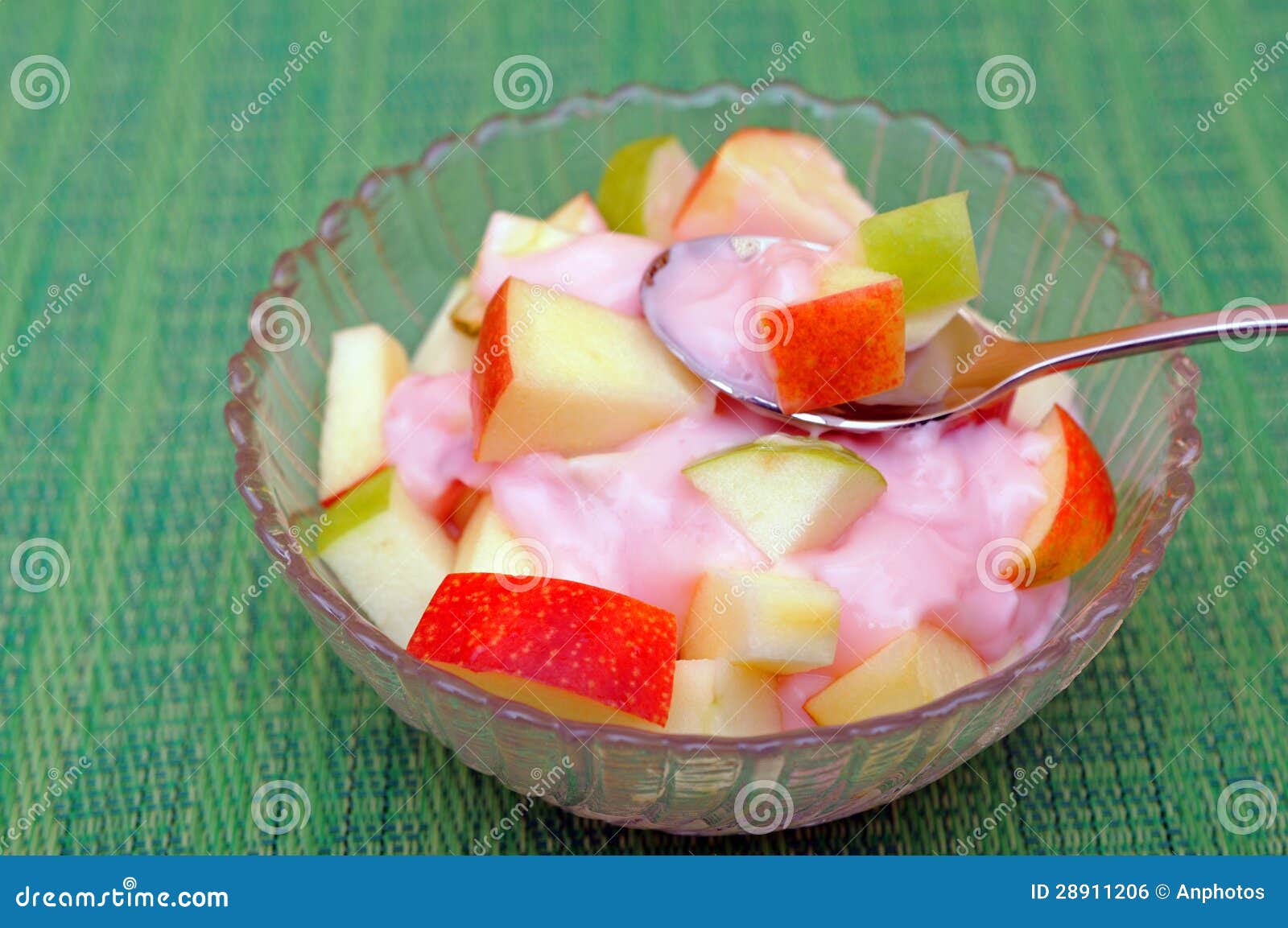 Apple Fruit Slice with Yogurt Stock Photo - Image of yogurt, calcium ...