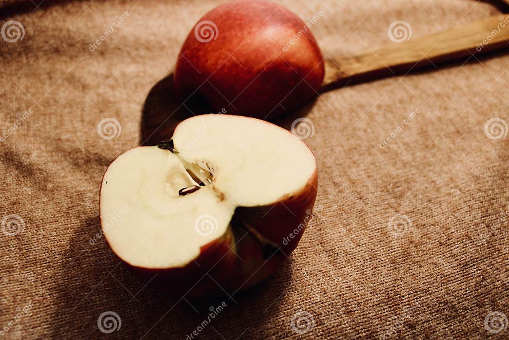 Apple Fruit on Table Apple Slices Stock Photo - Image of garden ...