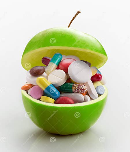 Apple full of medicines stock image. Image of color, health - 28324915