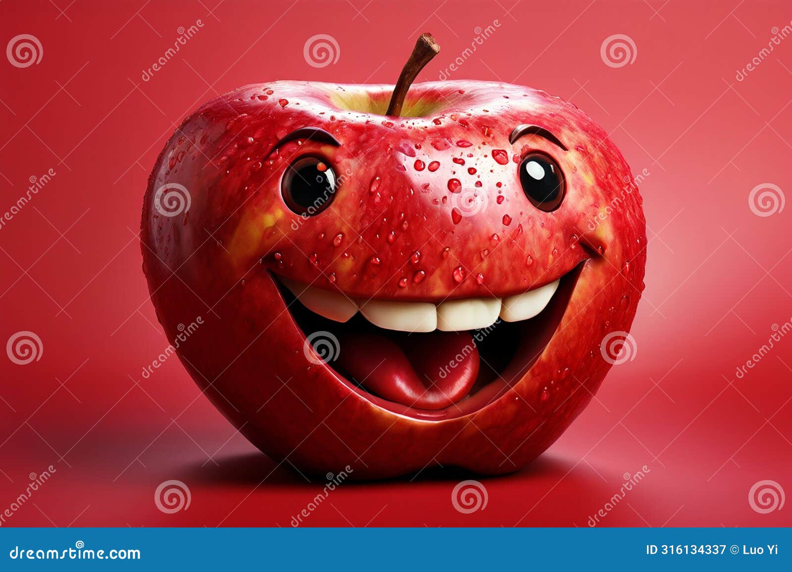 A Apple with a Funny Face on it S Head. Stock Illustration ...