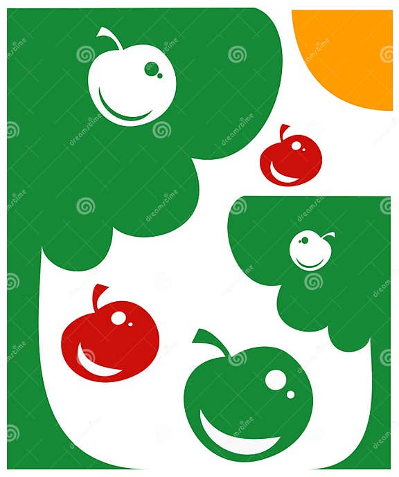 Apple garden, vector stock vector. Illustration of animated - 4240075
