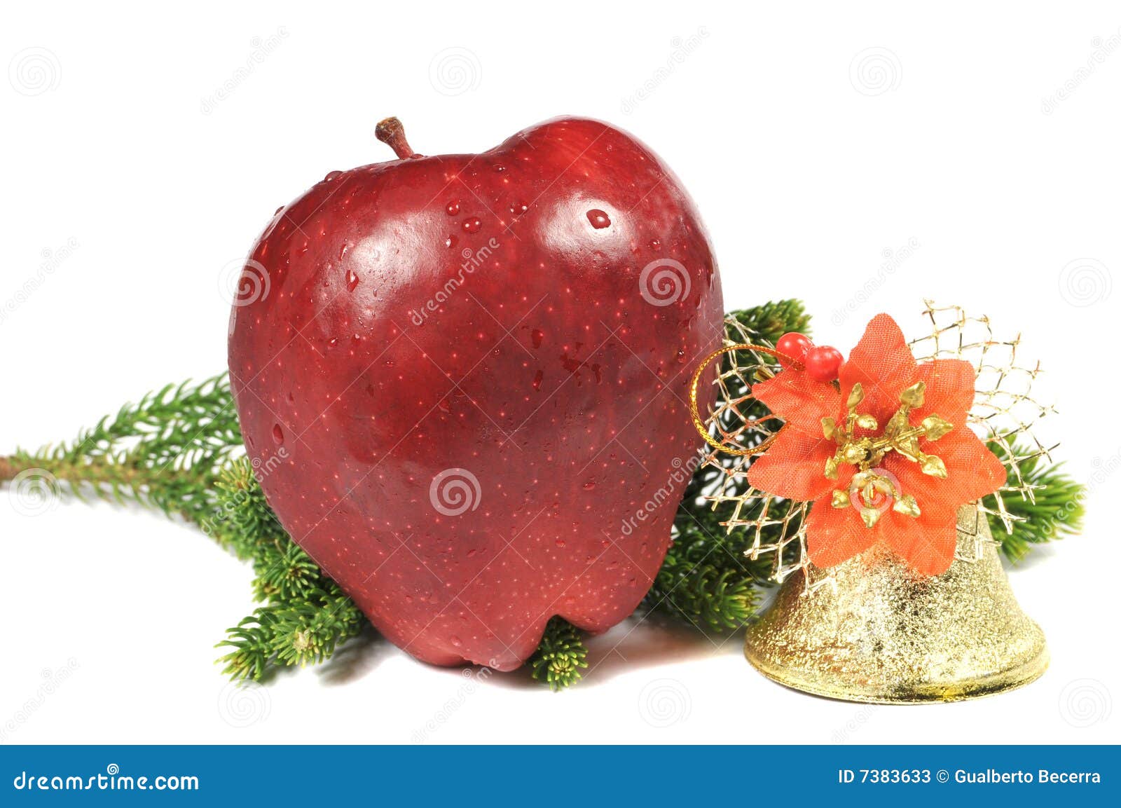 Apple and golden bell stock image. Image of green, ornament - 7383633