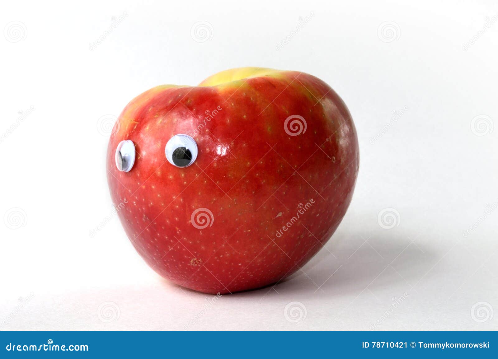 Apple with google eyes stock image. Image of eyes, fruit - 78710421