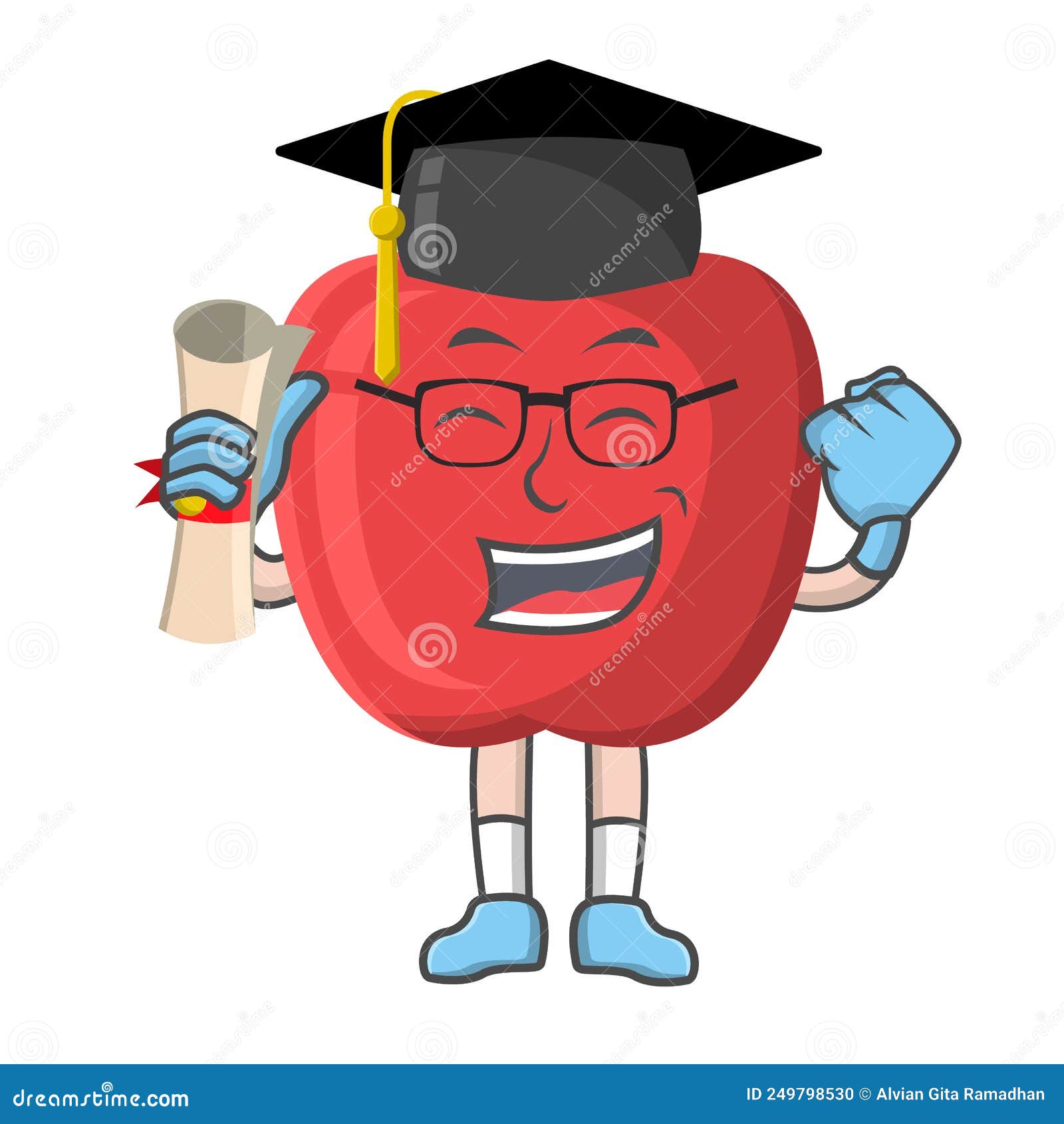 Apple Graduation Design Character, Design Vector Illustrator, Character ...