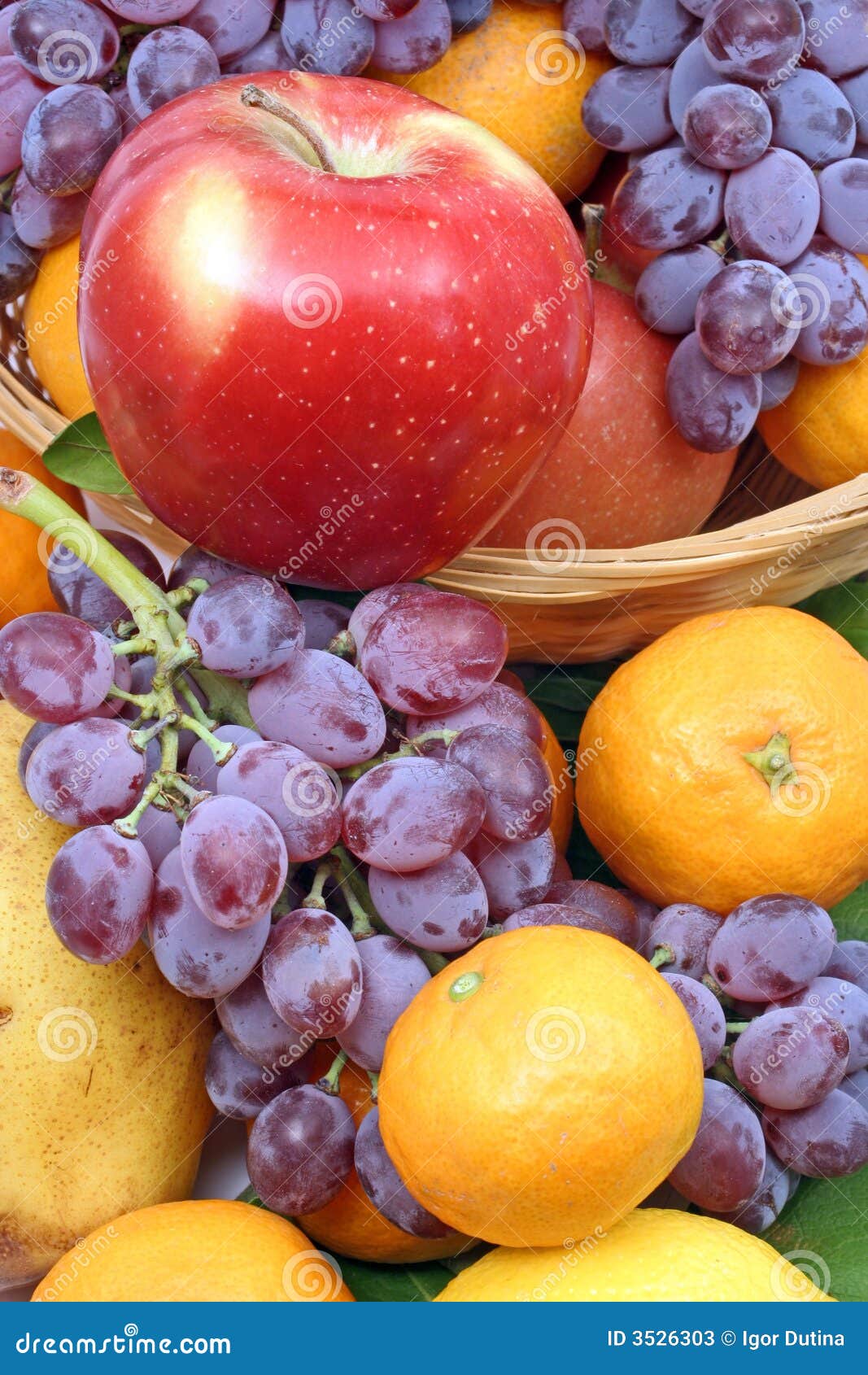 Apple, grape and tangerine stock image. Image of vitamins - 3526303