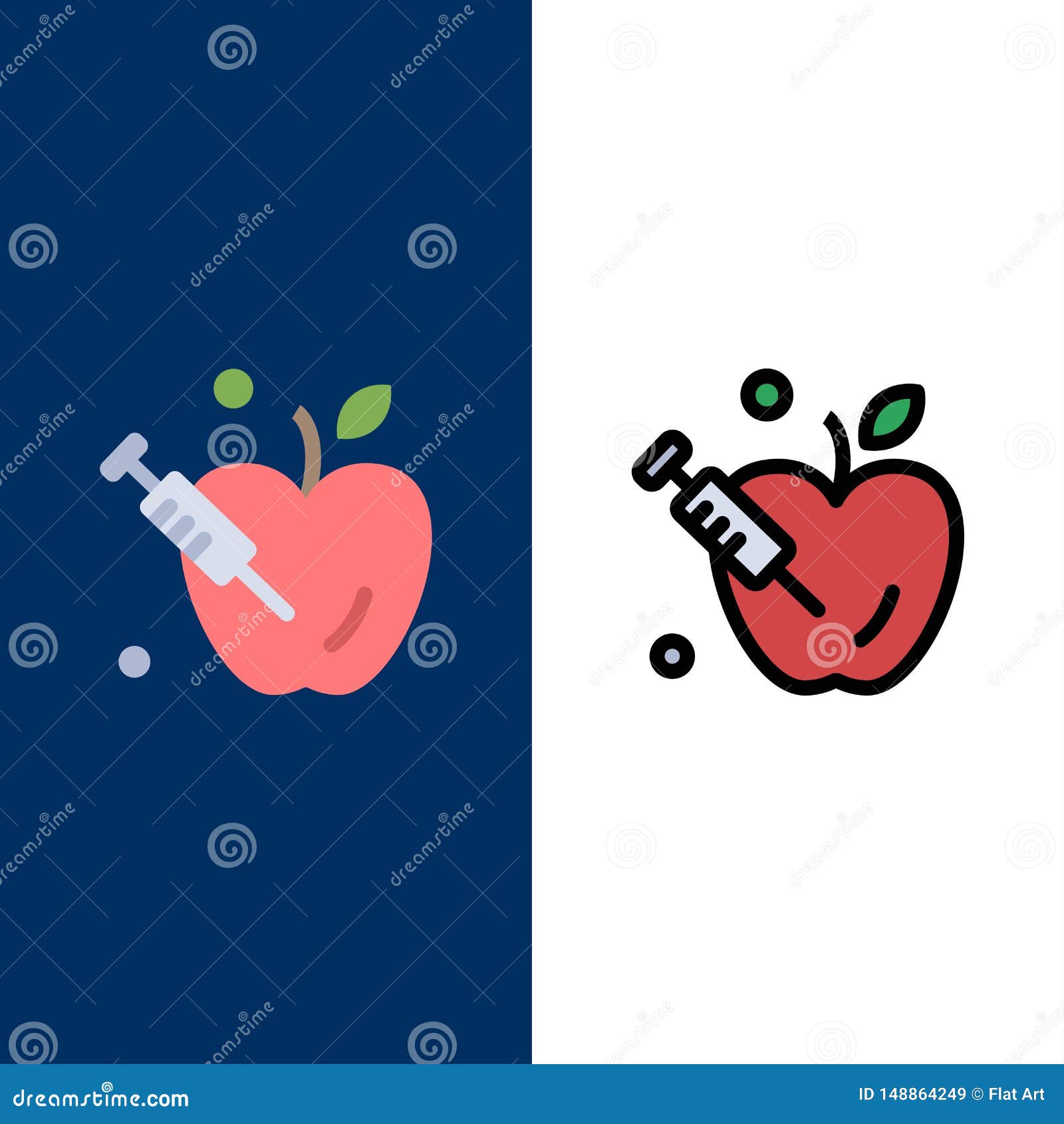 Apple, Gravity, Science Icons. Flat and Line Filled Icon Set Vector ...