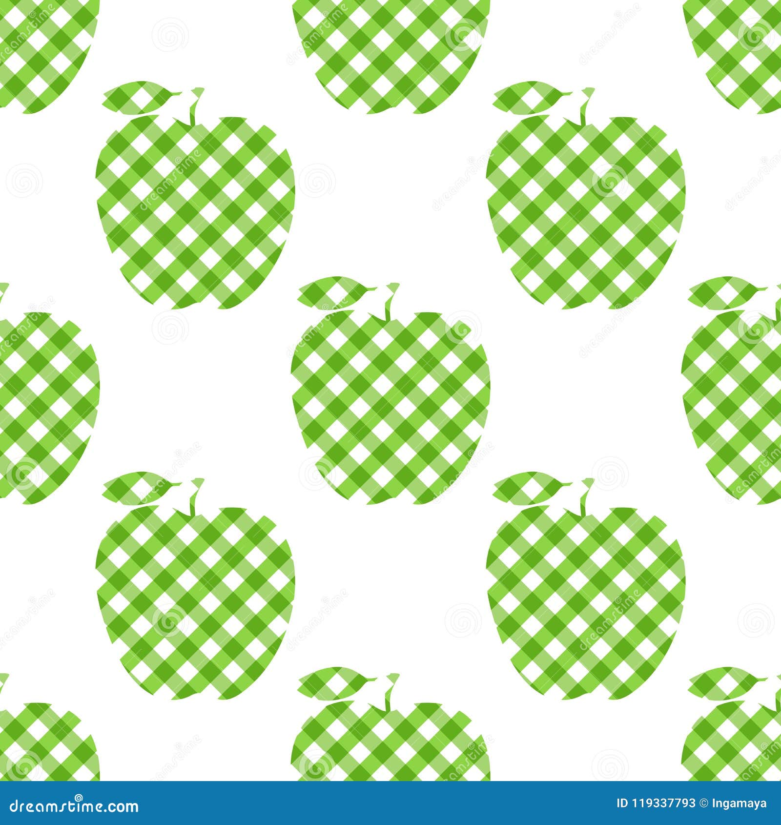 Vector Apple Green Checkered Abstract. Seamless Pattern Isolated on ...