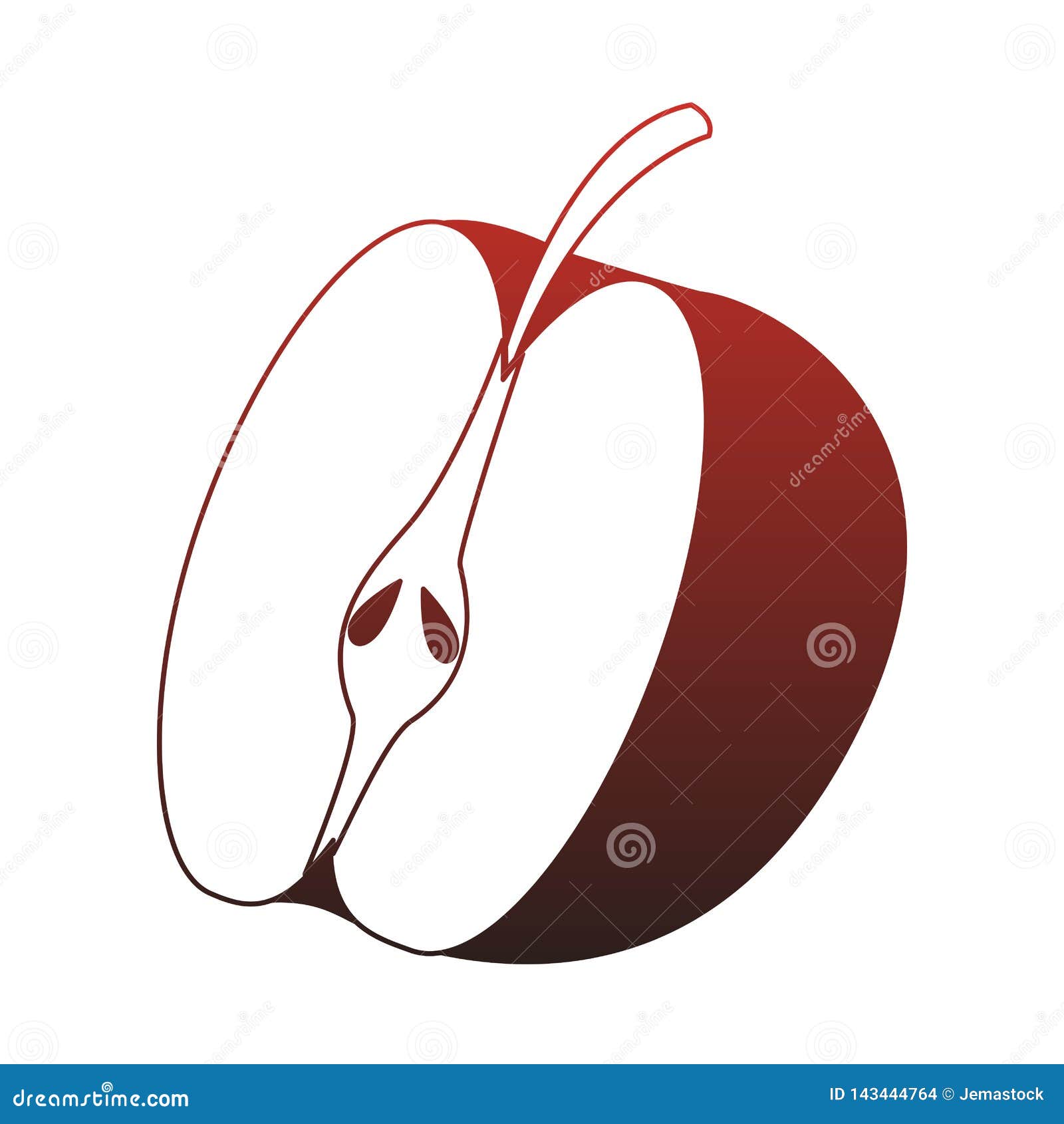 Apple half cut red lines stock vector. Illustration of nutrition ...
