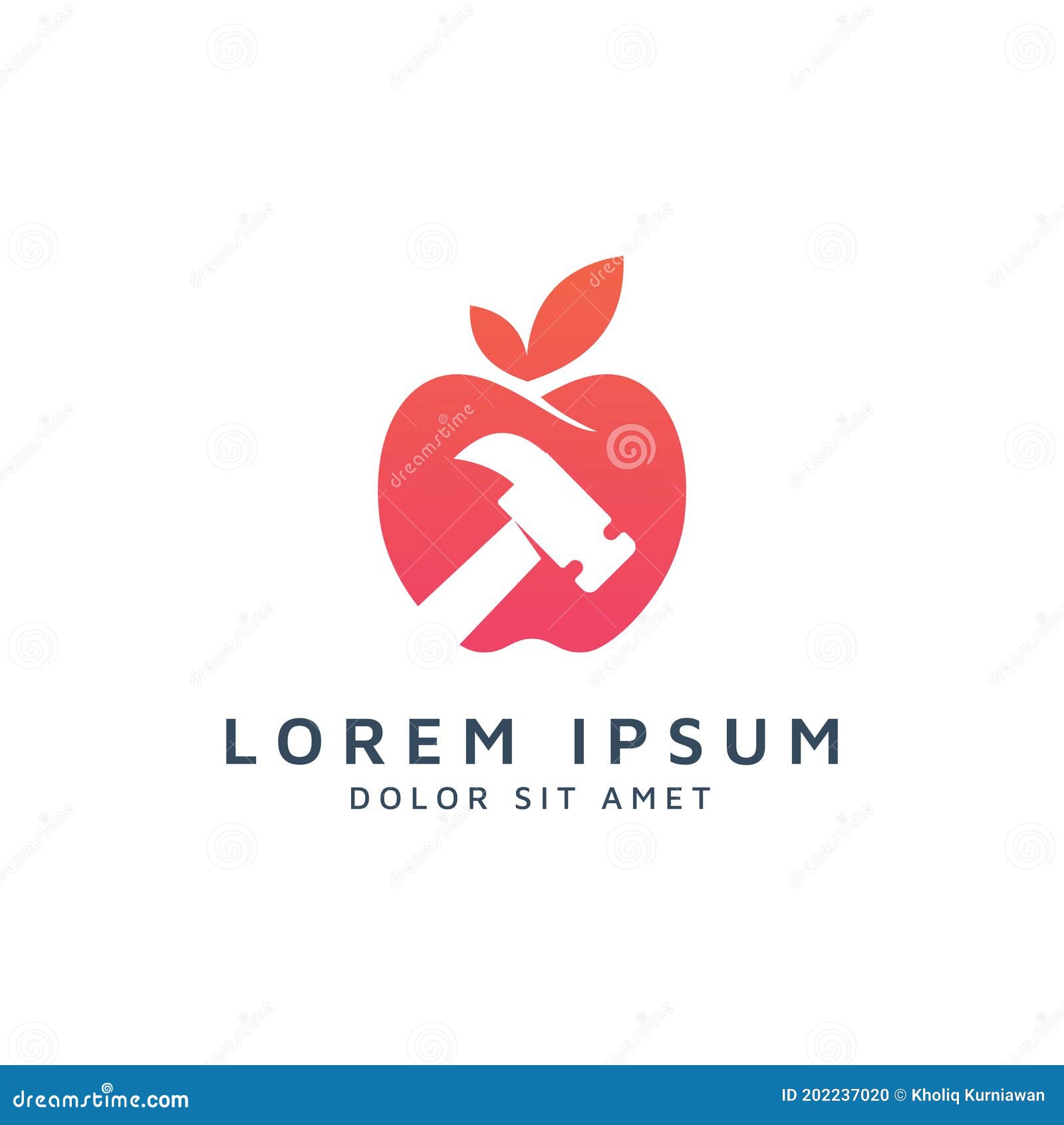 Apple and Hammer Negative Space Logo Design Stock Vector - Illustration ...