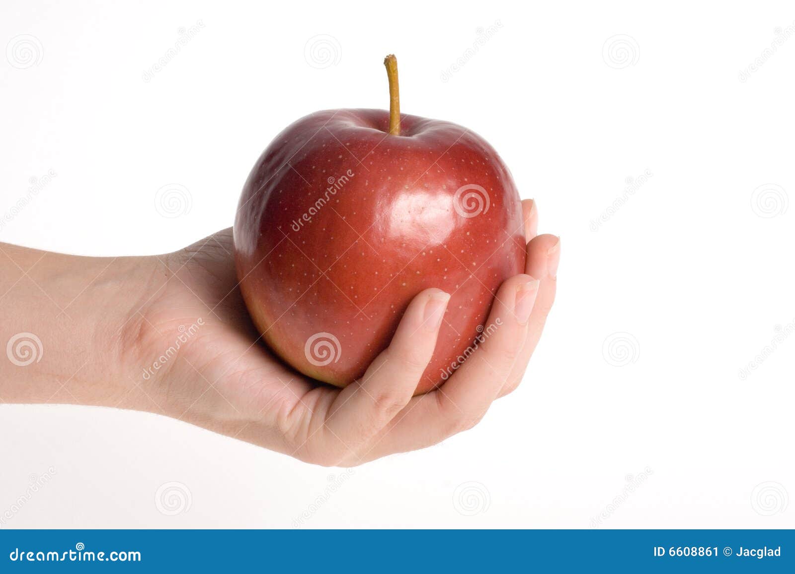 Apple in hand stock image. Image of close, finger, female - 6608861