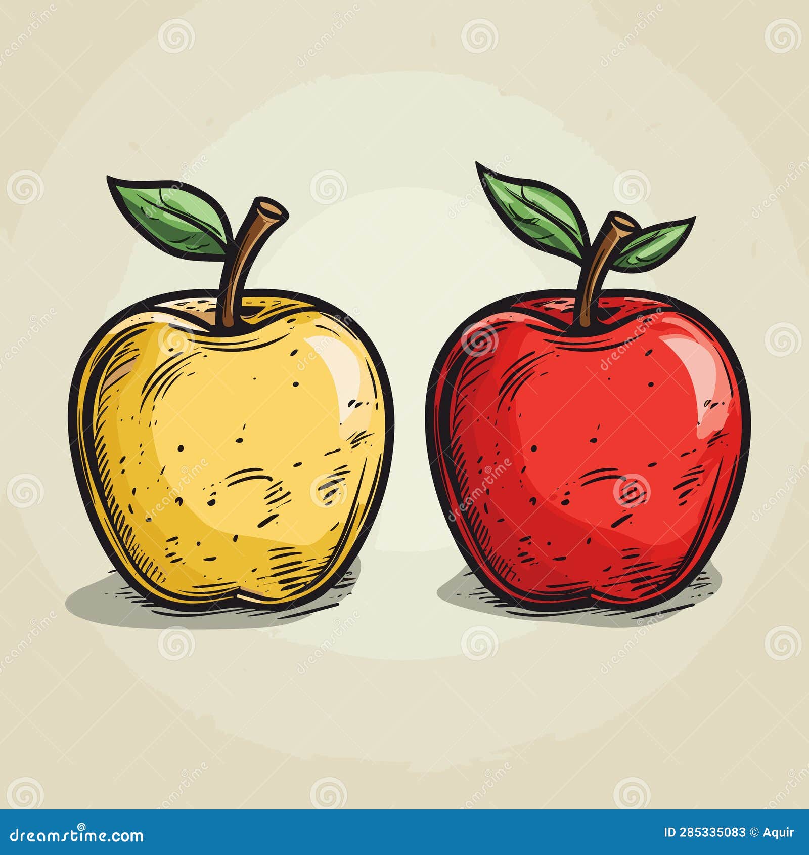 Apple. Apple Hand-drawn Comic Illustration. Vector Doodle Style Cartoon ...
