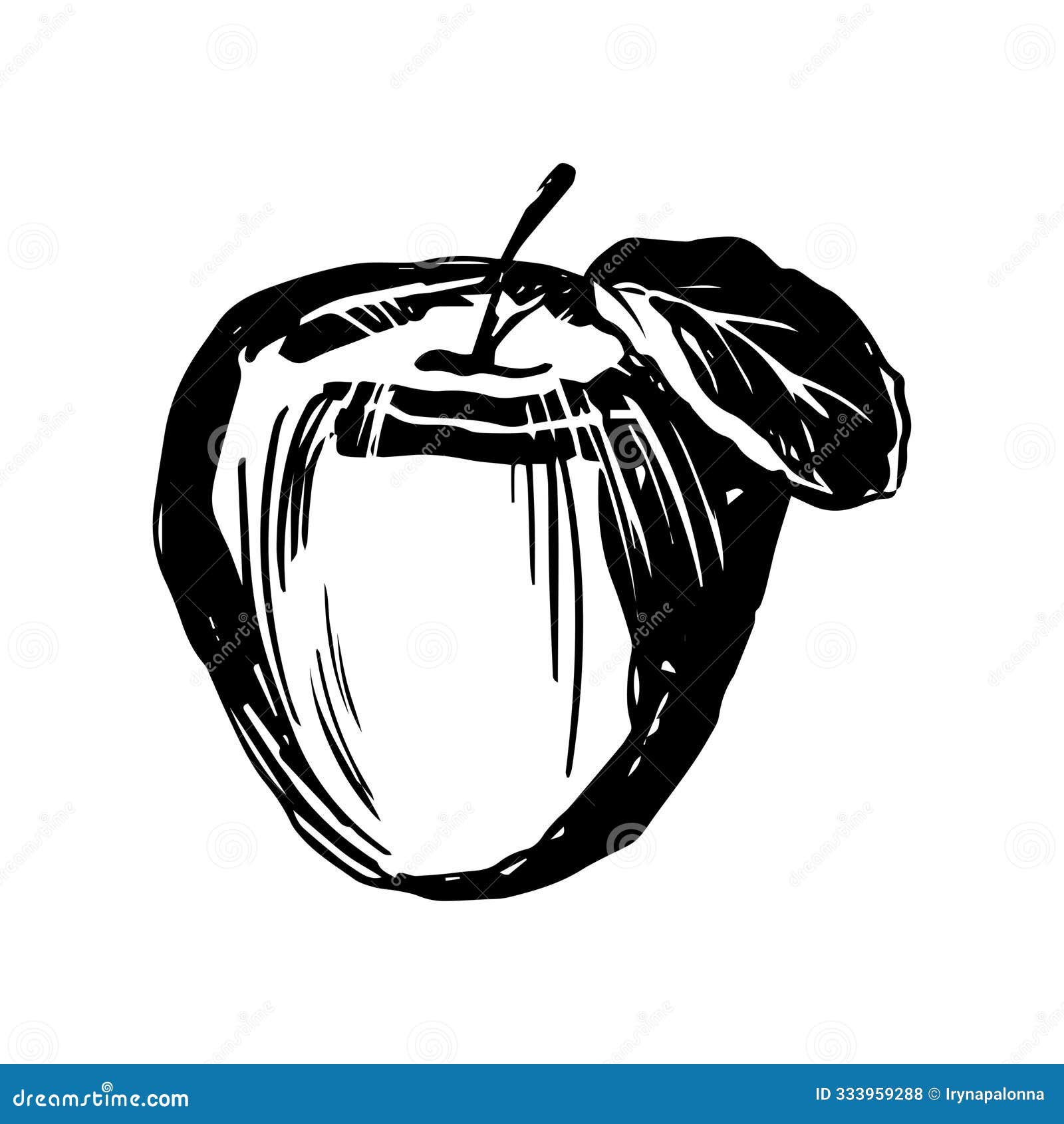 Apple Hand Drawn Illustration, Sketch Style, Simple Drawing, Black And ...