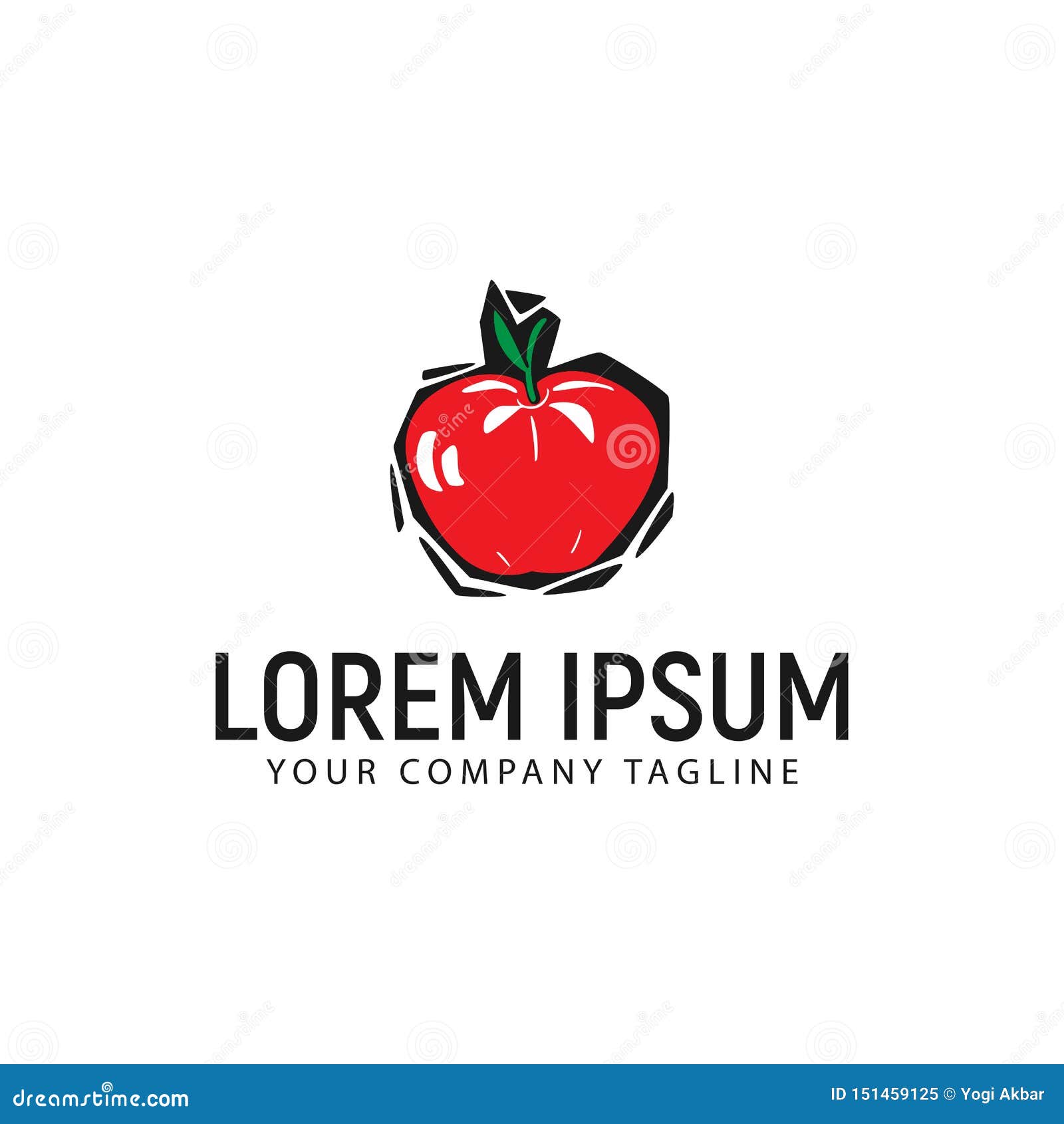Apple Hand Drawn Logo Design Concept Template Stock Vector ...