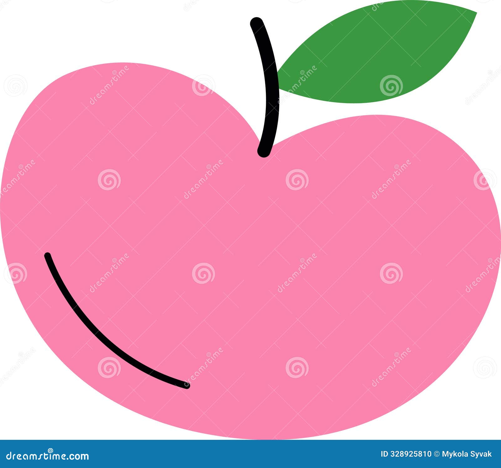 Red Apple Hand Drawn Set. Whole Apple, Chopped And Cutted Fruit, Half ...