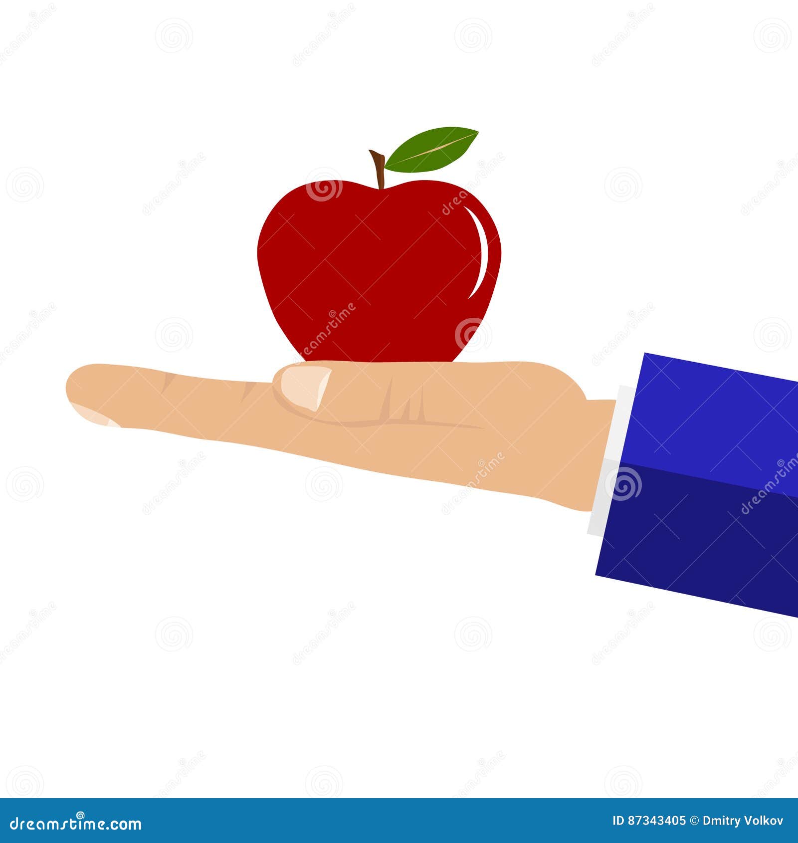 Apple on hand stock illustration. Illustration of nature - 87343405