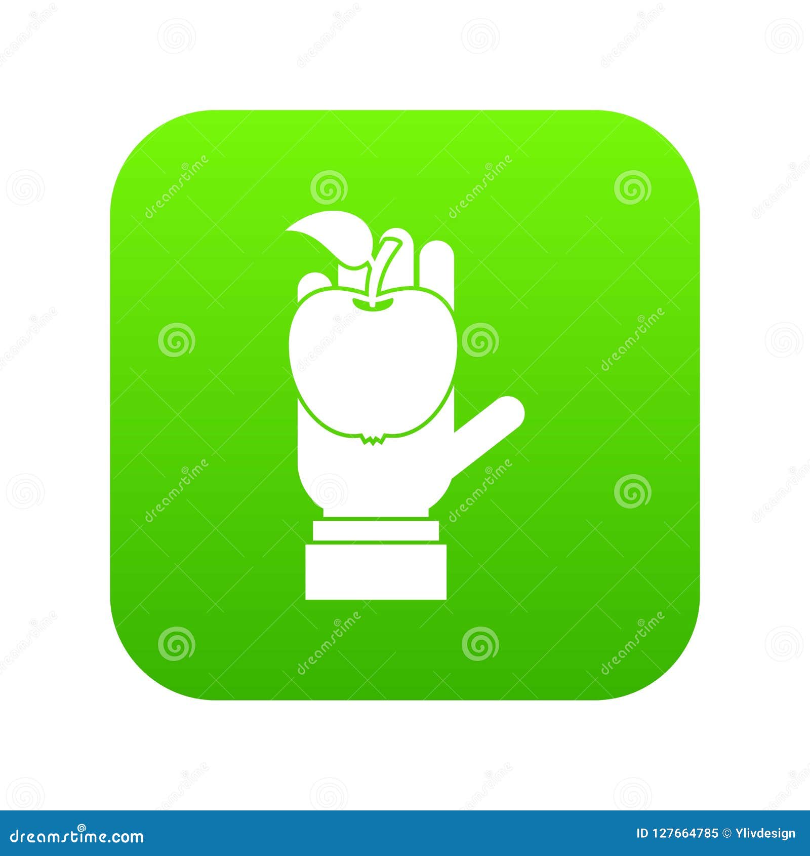 Apple in Hand Icon Digital Green Stock Vector - Illustration of bright ...
