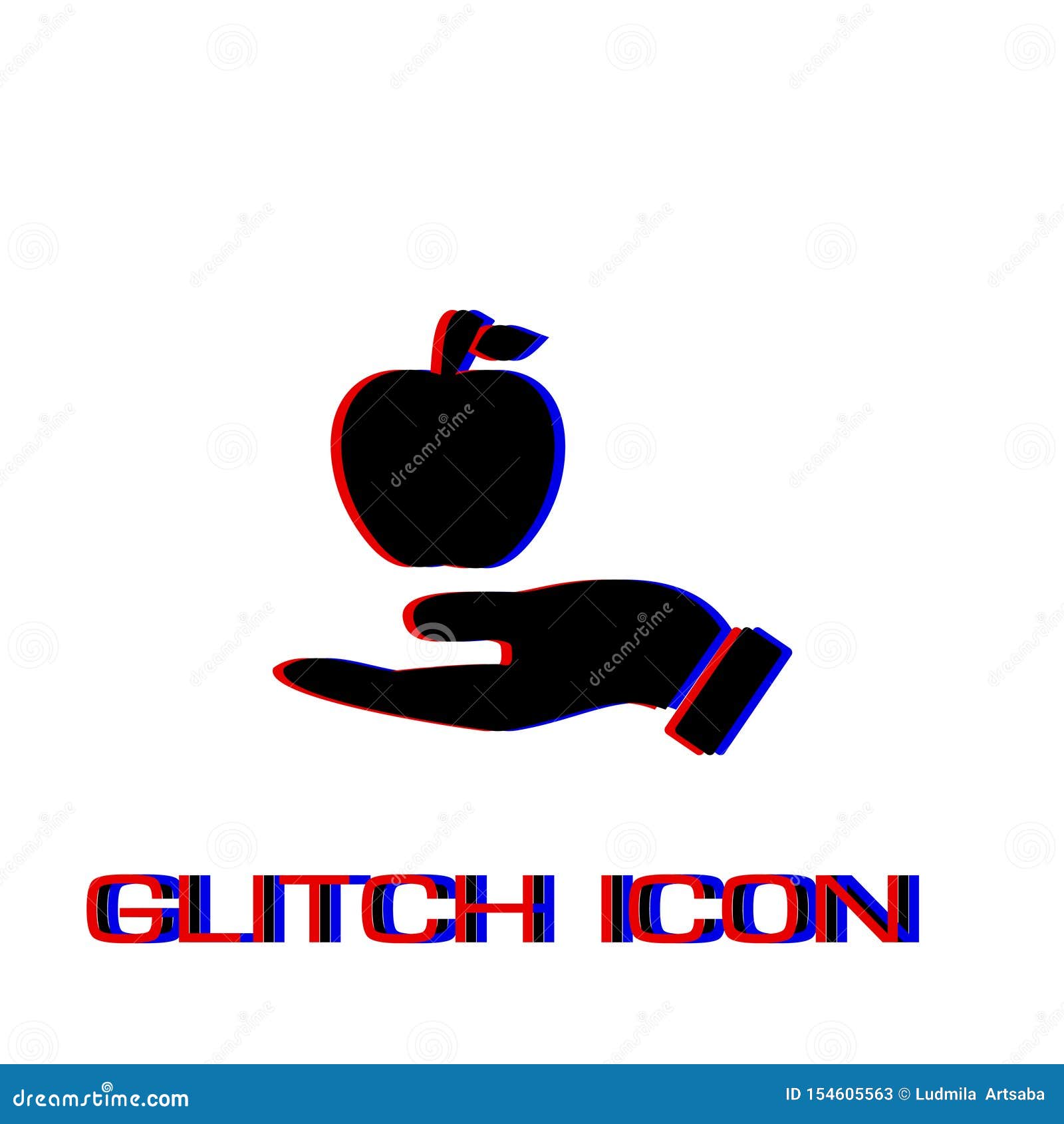 Apple in hand icon flat stock illustration. Illustration of green ...