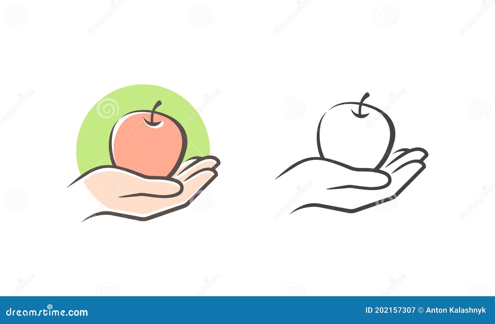 Apple on hand icon stock vector. Illustration of logotype - 202157307