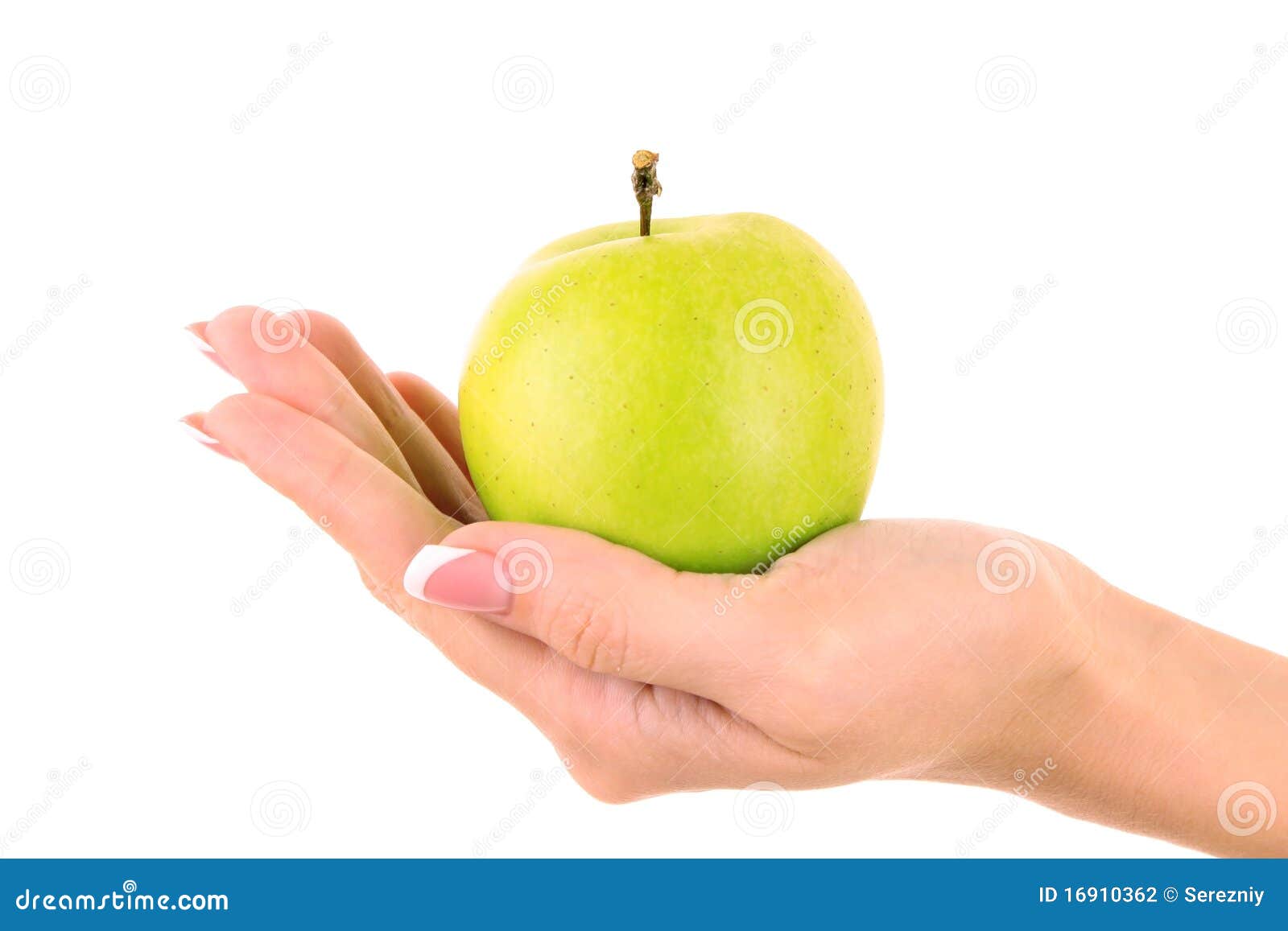 An Apple on the Hand Isolated Stock Photo - Image of healthy, closeup ...
