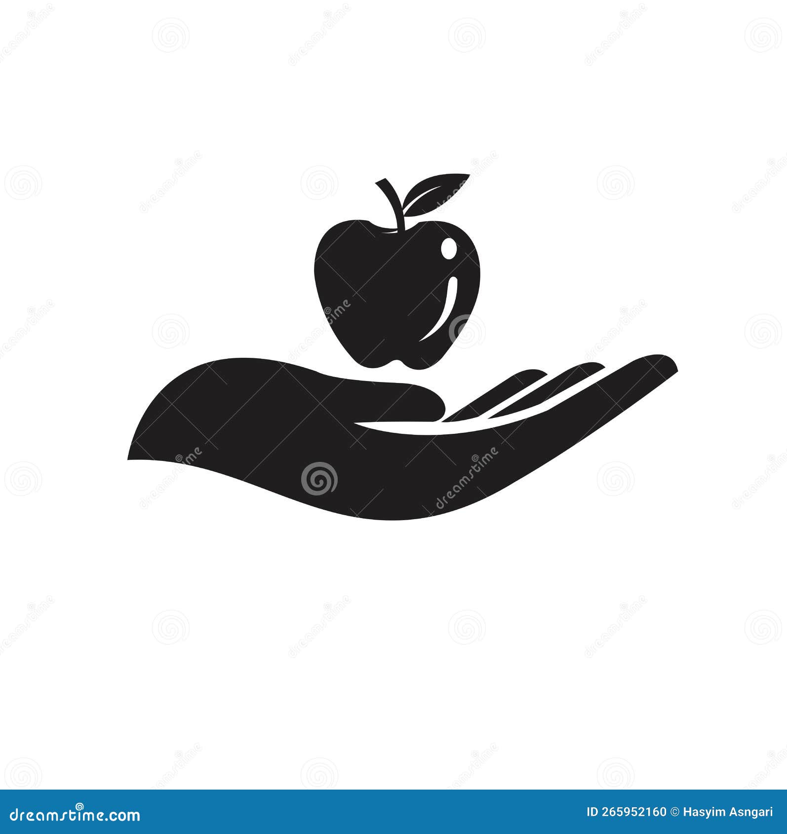 Apple on Hand Silhouette Icon Vector Stock Vector - Illustration of ...