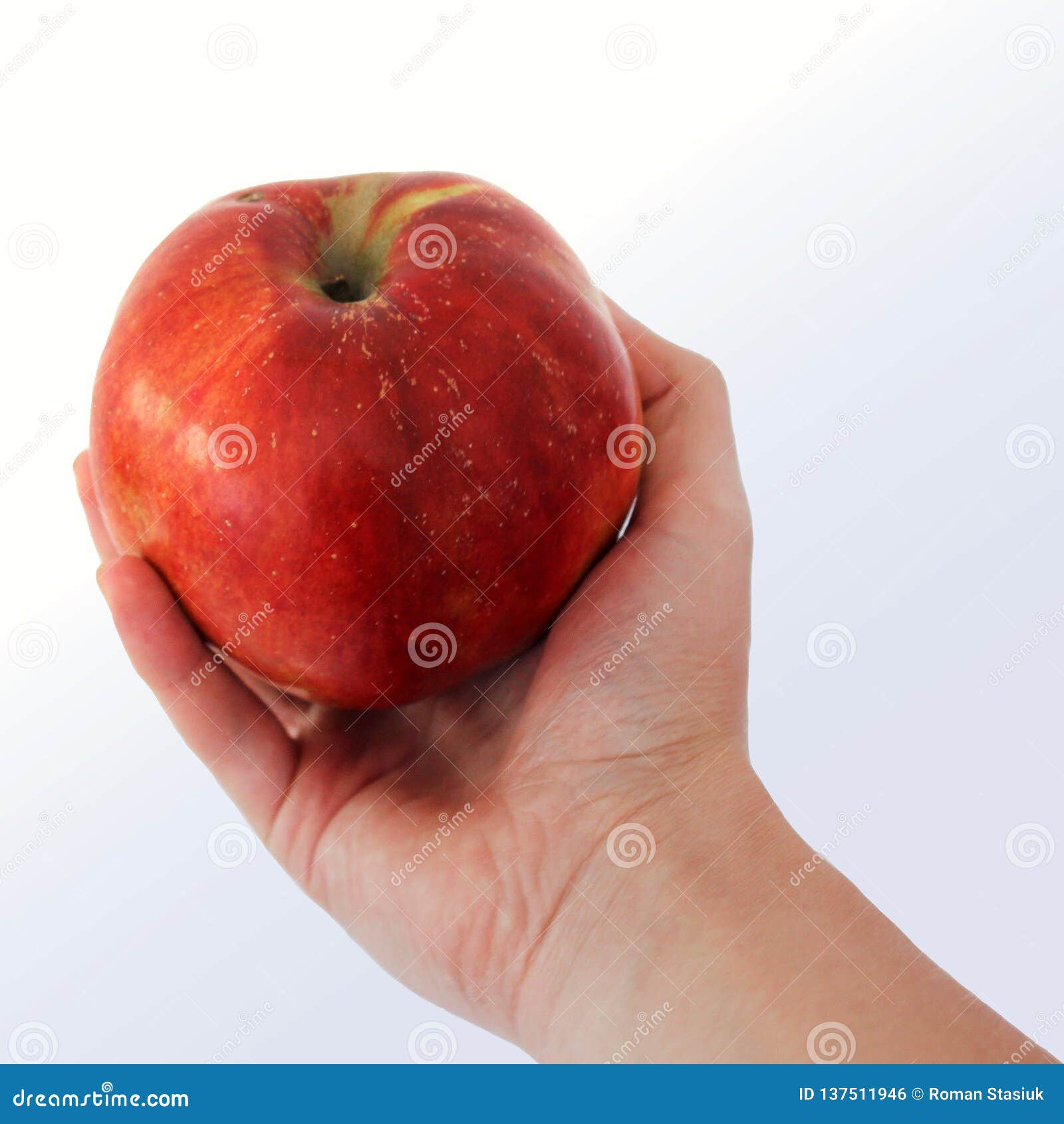 Apple in Hand on White Background Stock Photo - Image of apple, healthy ...