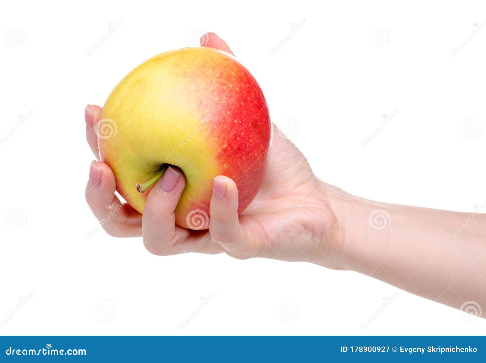 Apple in hand stock image. Image of holding, finger - 178900927