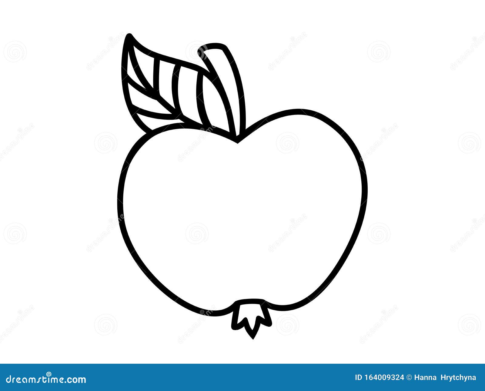 Apple with a Handle and a Leaf - Coloring Book. Linear Vector Apple for ...