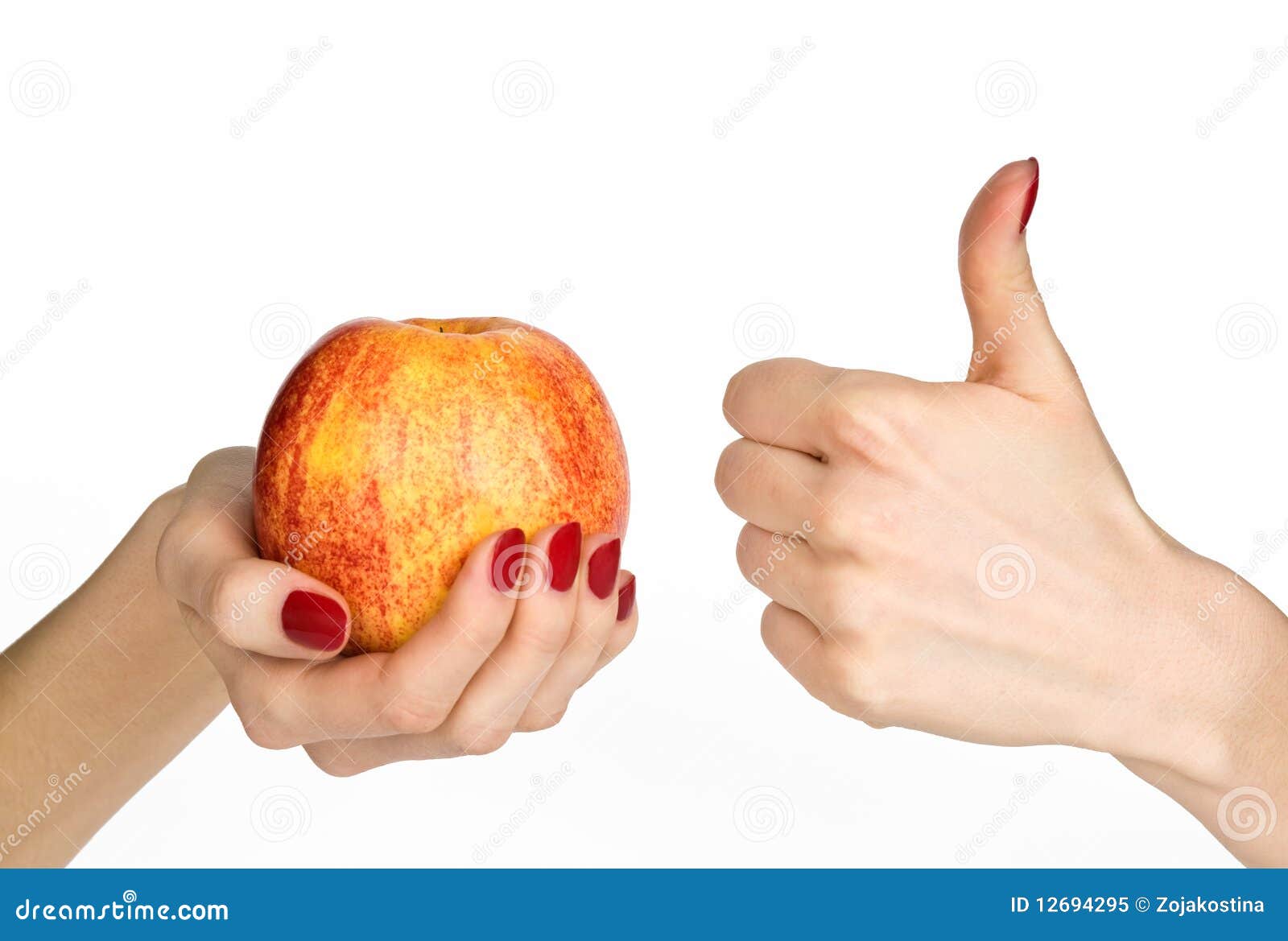 Apple in hands stock image. Image of isolated, female - 12694295