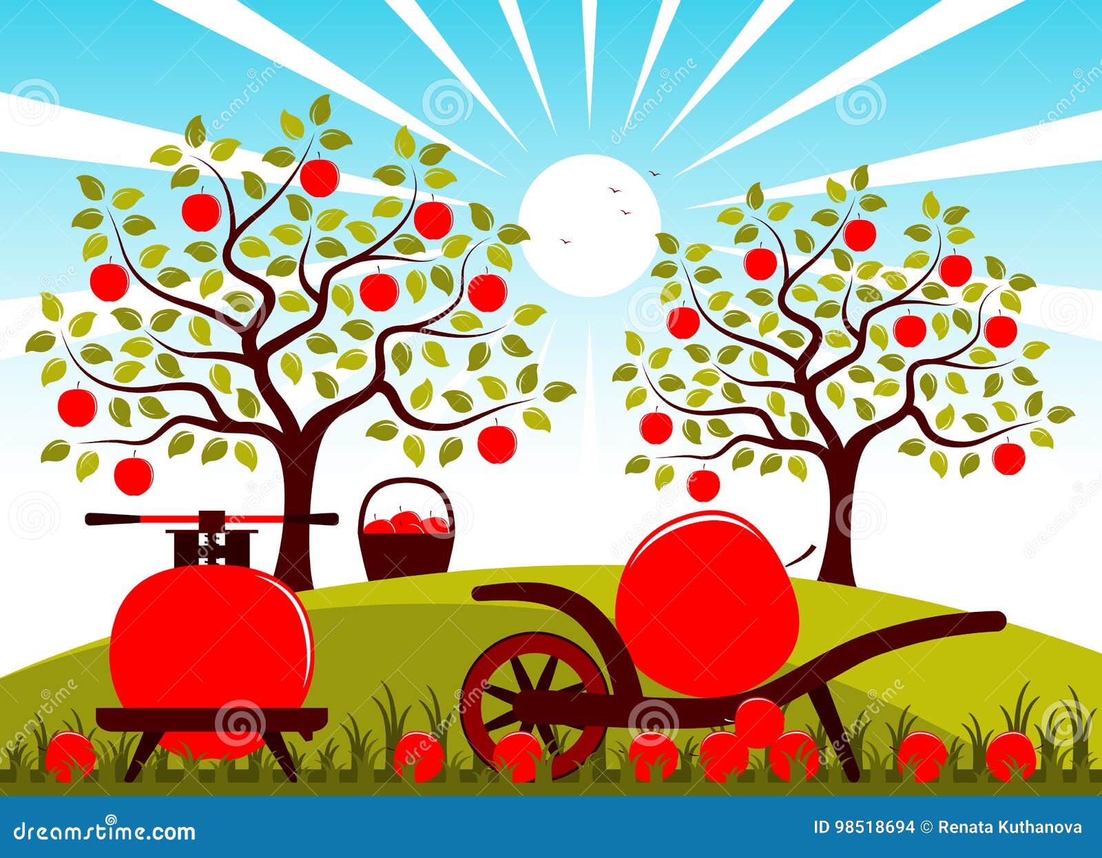 Apple harvest stock illustration. Illustration of press - 98518694