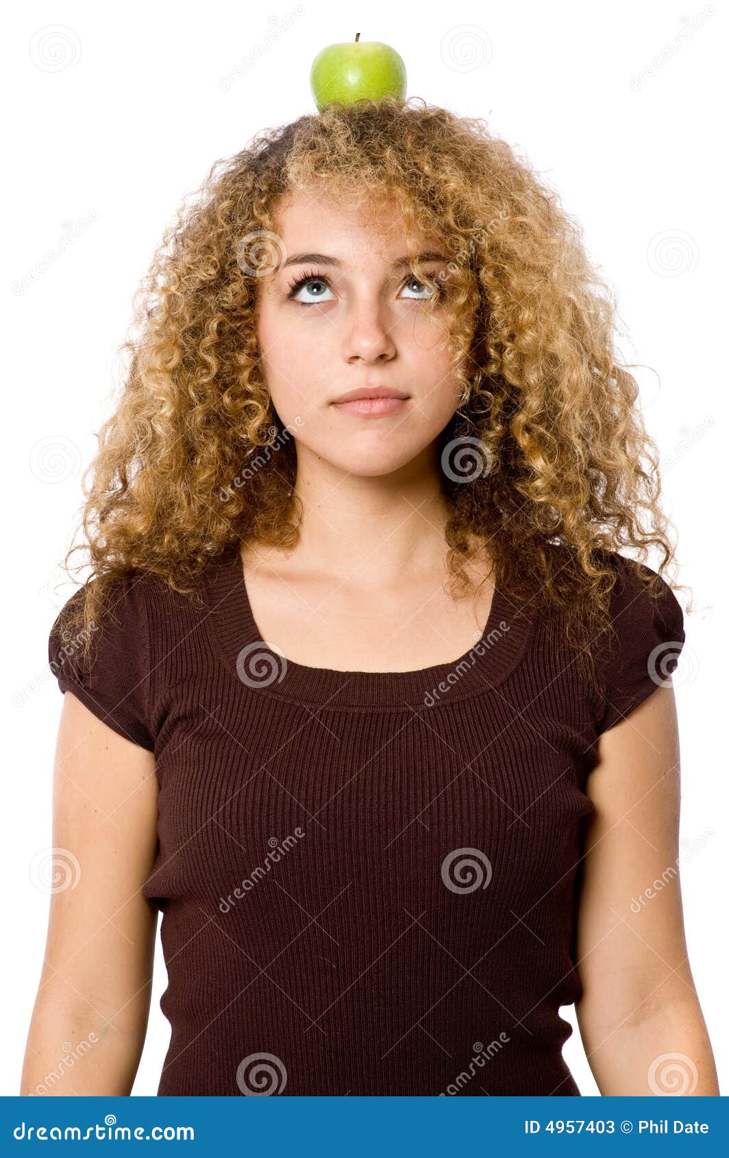 Apple on Head stock image. Image of apple, fruit, attractive - 4957403