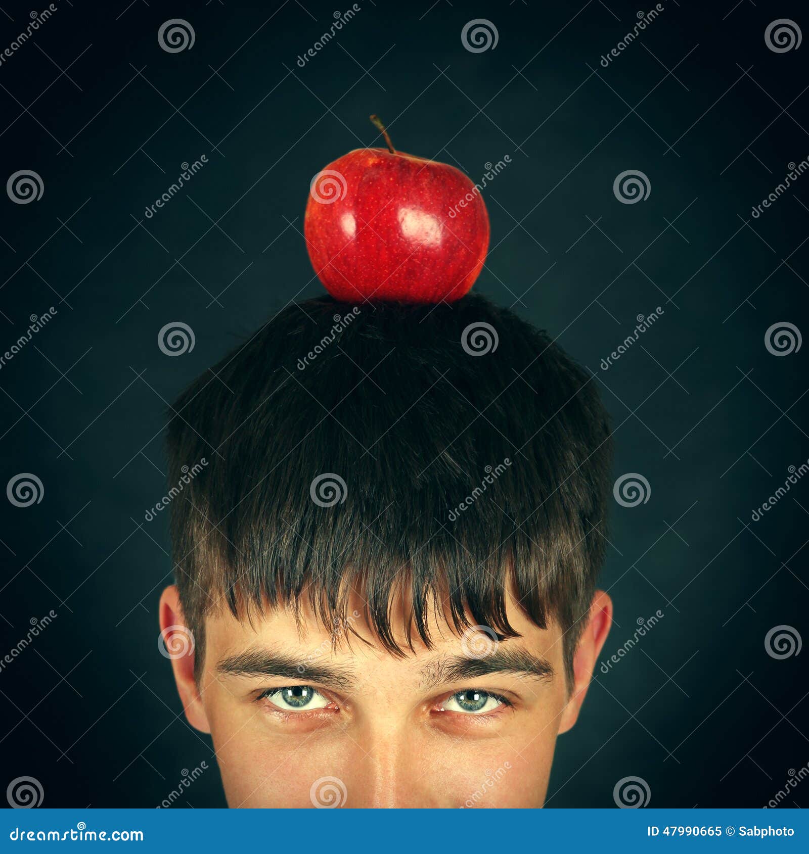 Apple on the Head stock image. Image of effect, male - 47990665
