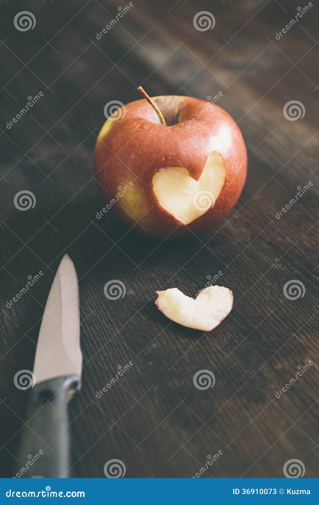 Apple with a Heart Cut into it Stock Image - Image of valentine ...