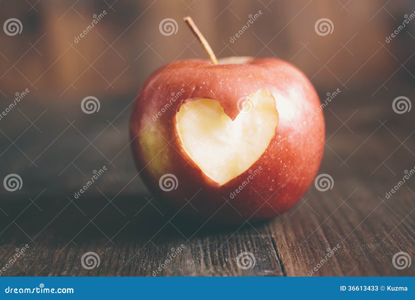 Apple with a Heart Cut into it Stock Image - Image of love, colorful ...