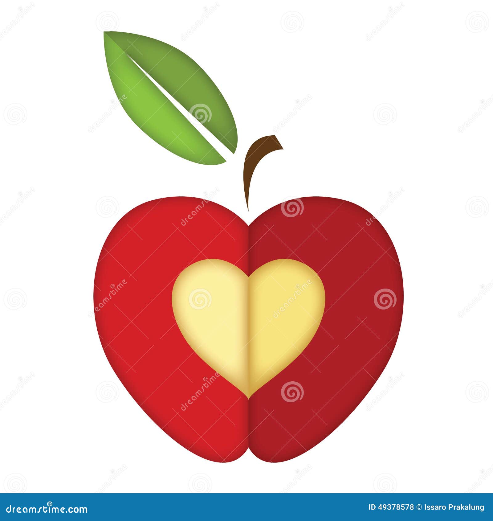 Apple with heart vector stock vector. Illustration of nice - 49378578