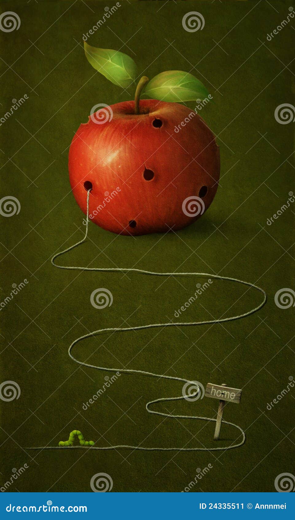 Apple with holes. stock illustration. Illustration of biting - 24335511