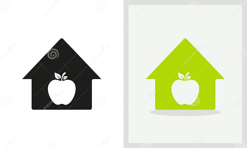Apple House Logo Design. Apple Logo with House Concept Vector Stock ...