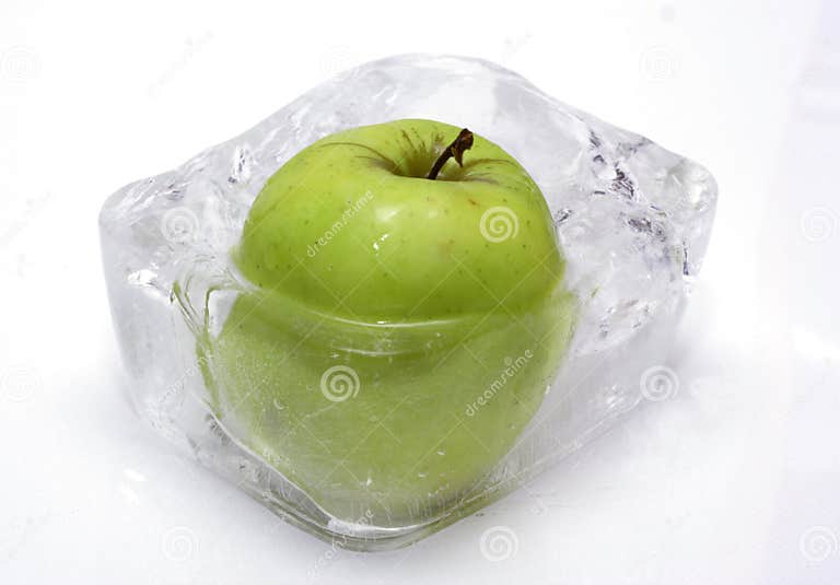 Apple in ice stock image. Image of smooth, fresh, refraction - 1598157