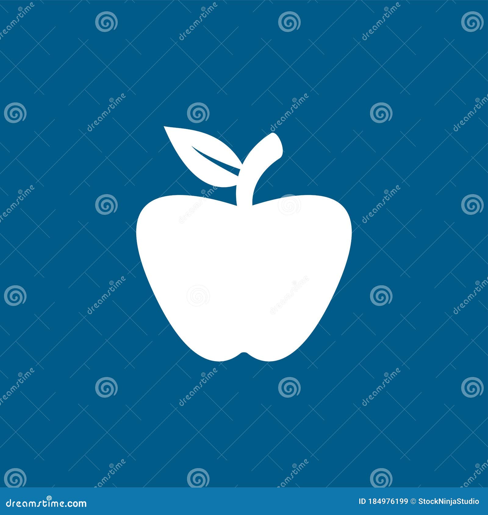Apple Icon on Blue Background. Blue Flat Style Vector Illustration ...