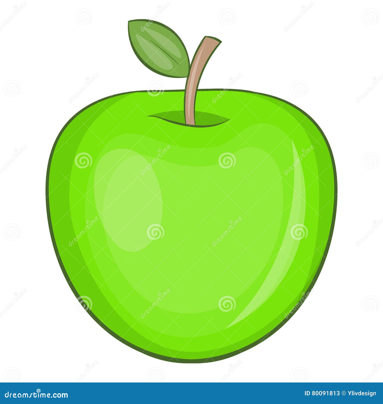 Apple icon, cartoon style stock vector. Illustration of fruity - 80091813