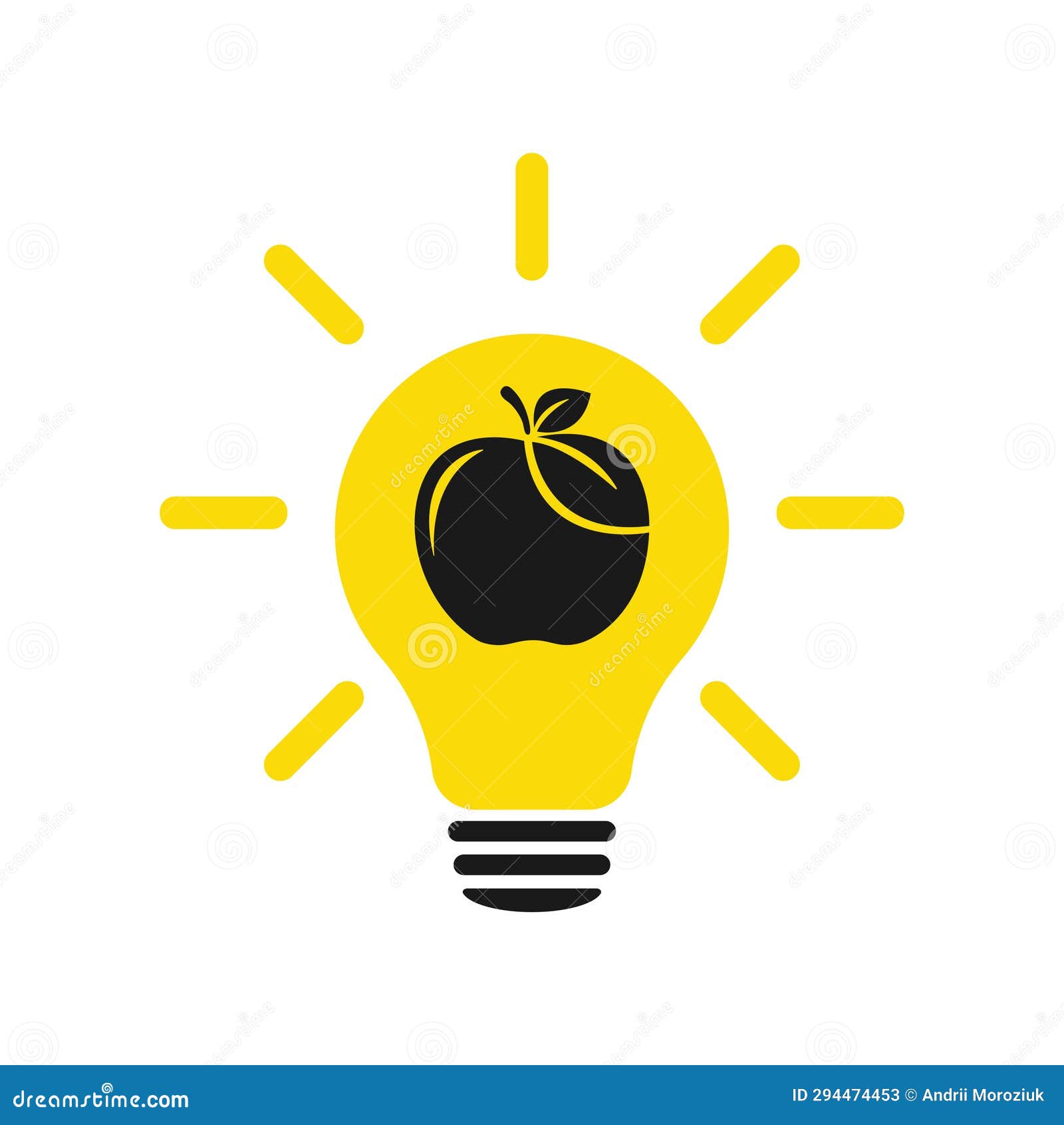 Apple Icon on Light Bulb Icon. Illustration Stock Vector - Illustration ...