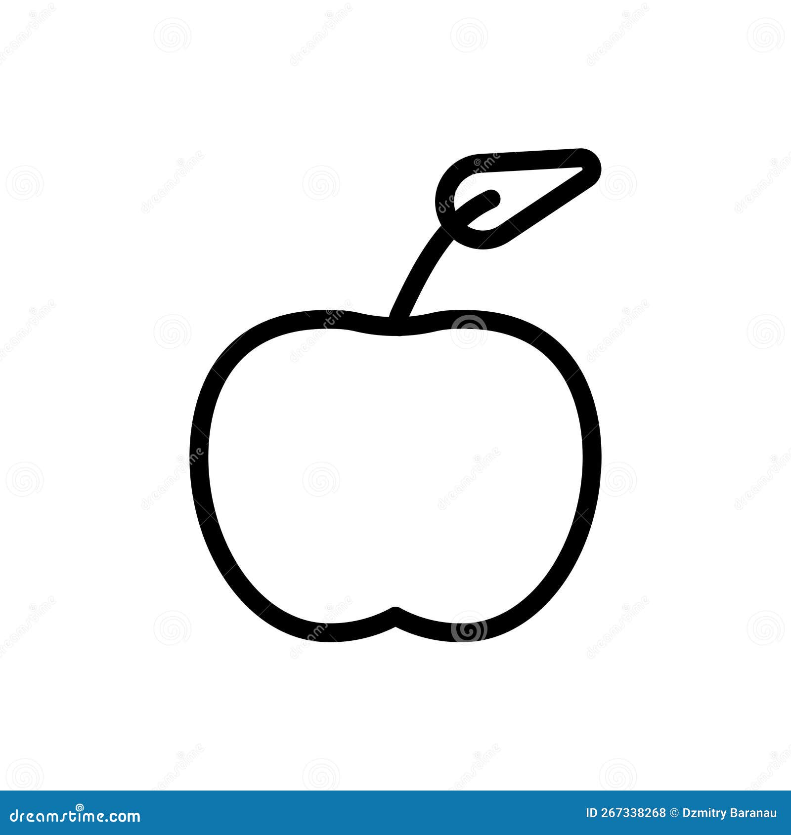 Apple Icon Line Isolated on White Background. Black Flat Thin Icon on ...